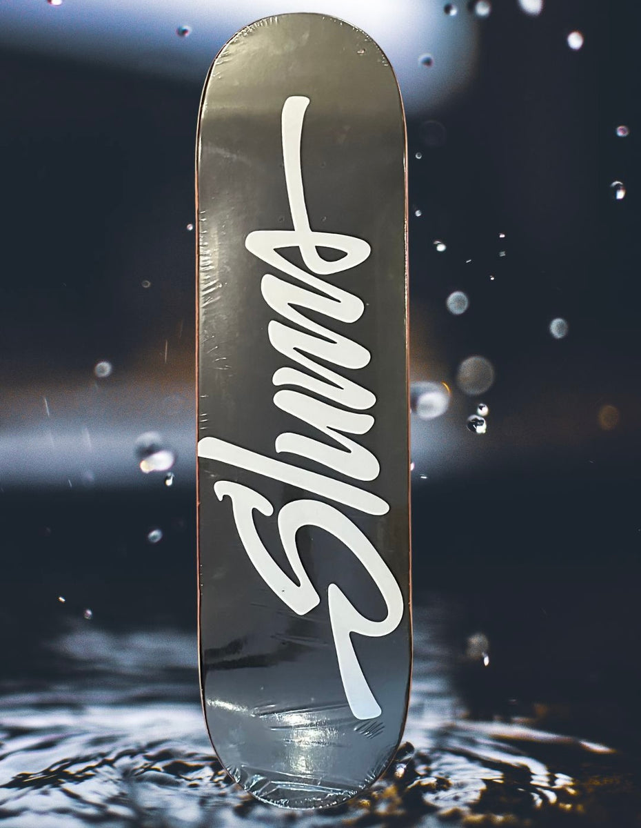 Slums Script Deck (Black & White) – Slums Skateboards